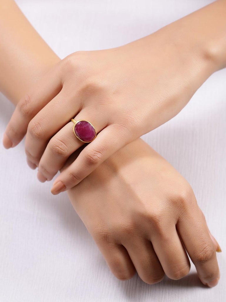 8 Carat Natural Ruby Ring Handcrafted in 22 Karat Yellow Gold For Sale ...