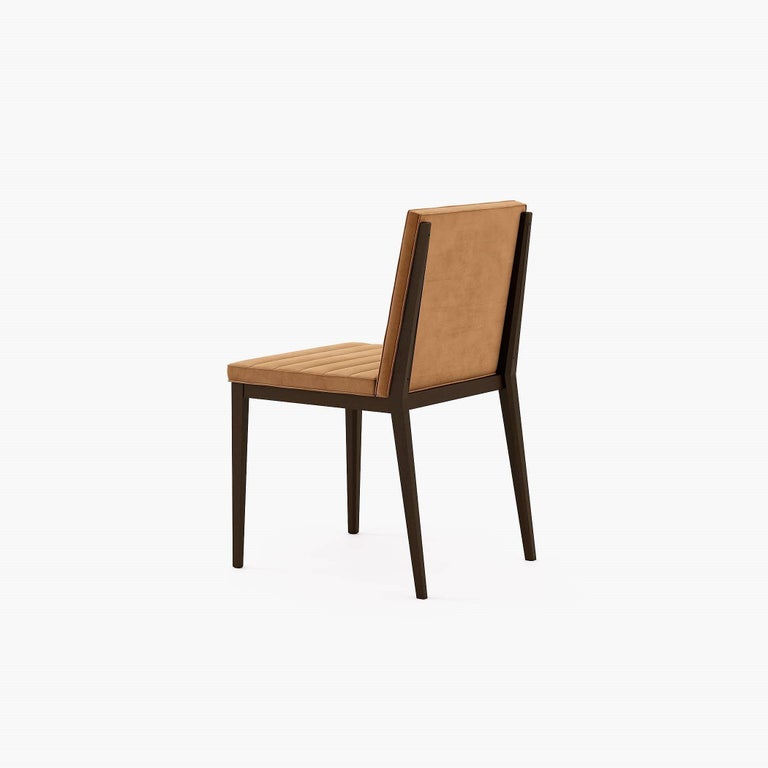 8 Dining Chairs, Horizontal Stitching/Fumed Legs For Sale at 1stDibs