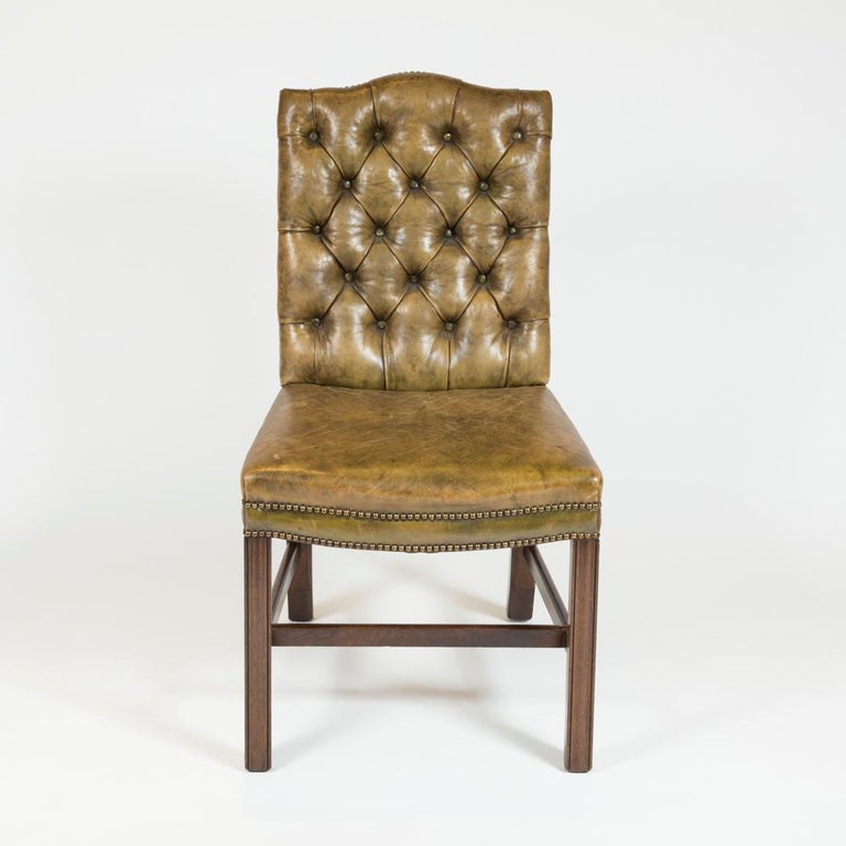 8 Dining Chairs with Leather Button Backs, 2 Carvers and 6 Standard ...