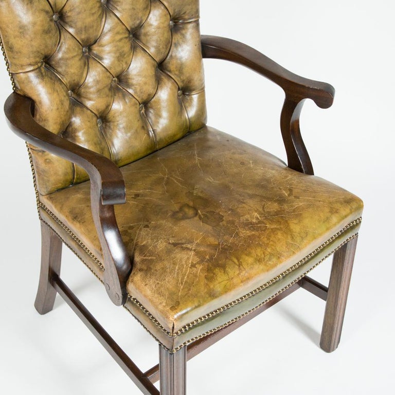 8 Dining Chairs with Leather Button Backs, 2 Carvers and 6 Standard ...