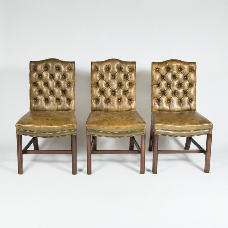 8 Dining Chairs with Leather Button Backs, 2 Carvers and 6 Standard ...