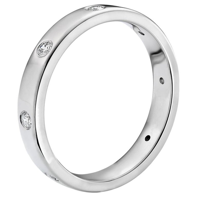 8 Flush Set Bezel Diamond Eternity Wedding Band in 14 Karat White Gold ...