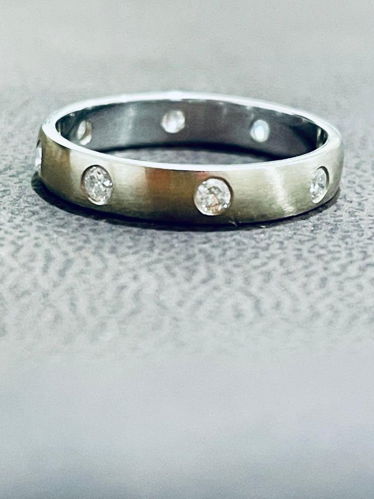 8 Flush Set Bezel Diamond Eternity Wedding Band in 14 Karat White Gold ...