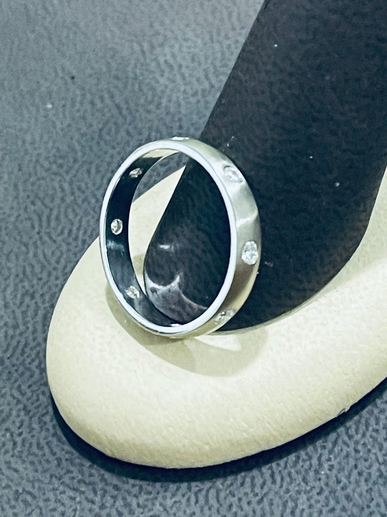 8 Flush Set Bezel Diamond Eternity Wedding Band in 14 Karat White Gold ...