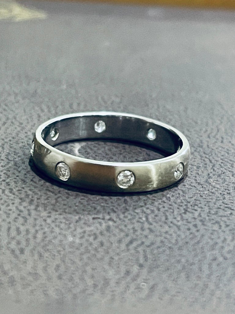 8 Flush Set Bezel Diamond Eternity Wedding Band in 14 Karat White Gold ...