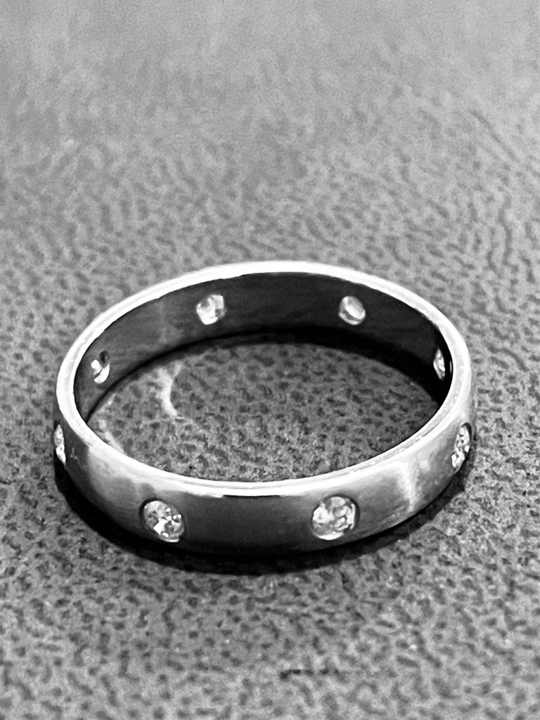 8 Flush Set Bezel Diamond Eternity Wedding Band in 14 Karat White Gold ...