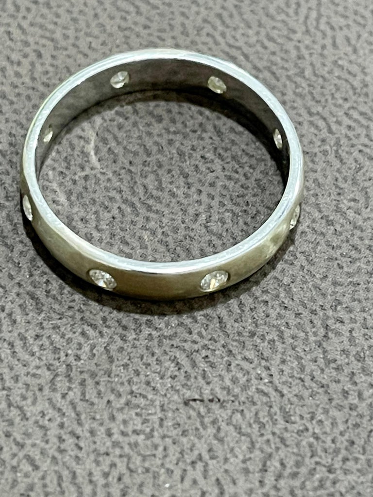 8 Flush Set Bezel Diamond Eternity Wedding Band in 14 Karat White Gold ...