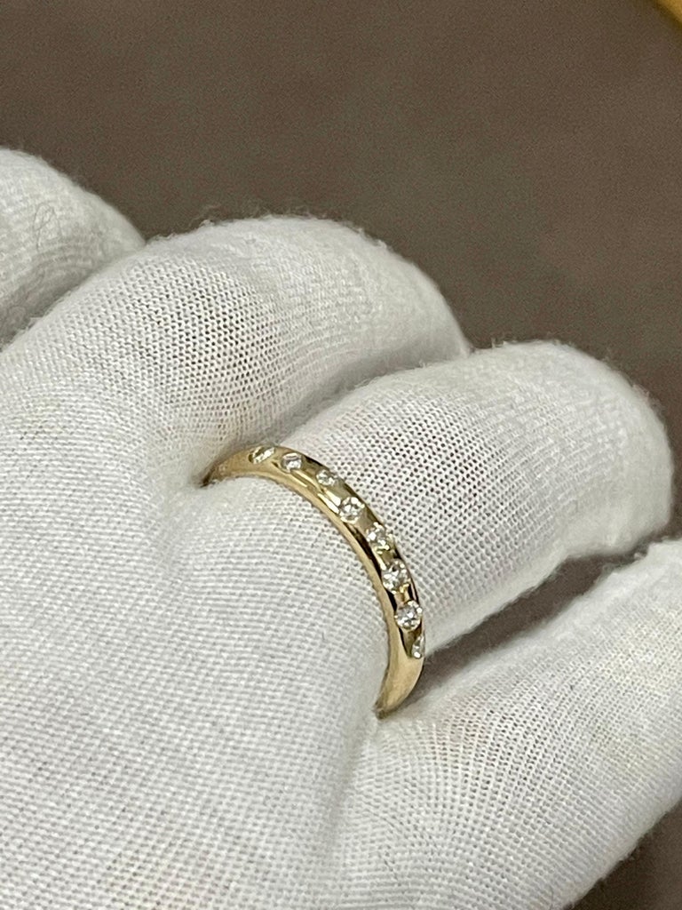 8 Flush Set Bezel Diamond Eternity Wedding Band in 14 Karat Yellow Gold ...