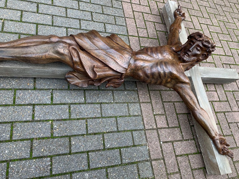 Extra Large Crucifix with Hand Carved Oak Corpus of Christ for Church ...