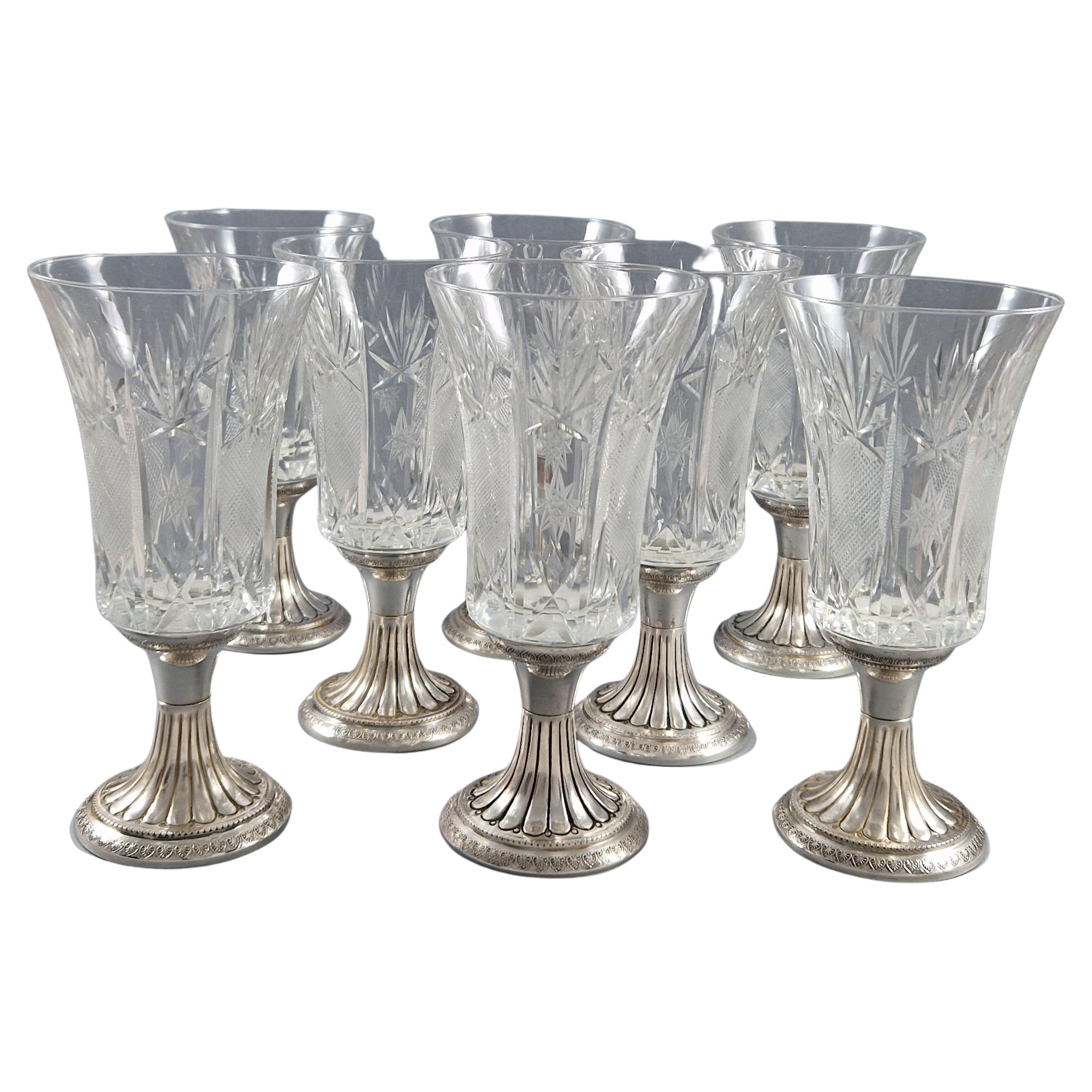 Vintage 6 Florentine Handcrafted Silver and Luxion Crystal Glasses from ...