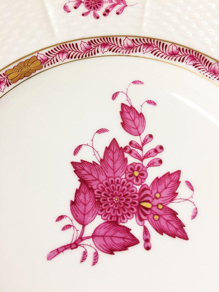 8 Herend "Chinese Bouquet Raspberry" Large Dessert Plates at 1stDibs