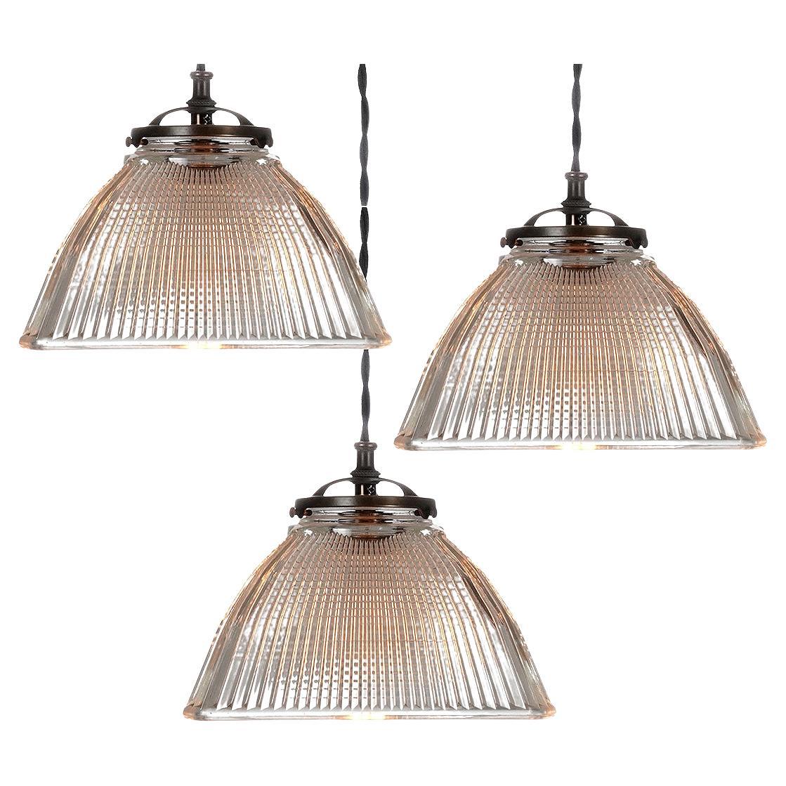 Dome over Square Holophane Pendants at 1stDibs