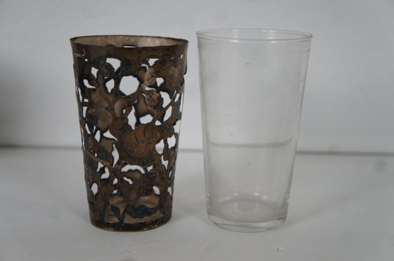 8 JMC Mexico 925 Sterling Silver Overlay Water Glasses and Cordials ...