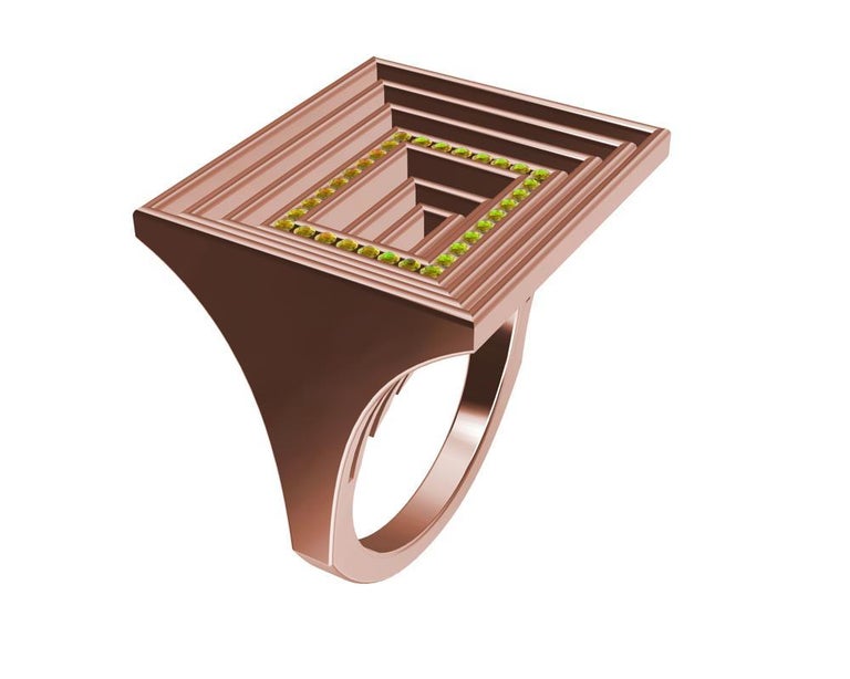 Customizable 8 Karat Rose Gold Vivid Yellow Natural Diamonds Rectangle ...