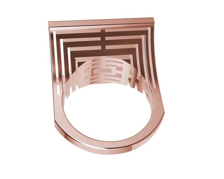 Customizable 8 Karat Rose Gold Vivid Yellow Natural Diamonds Rectangle ...