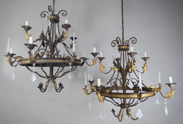 8-Light Spanish Baroque Style Rock Crystal Chandeliers, Pair at 1stDibs ...