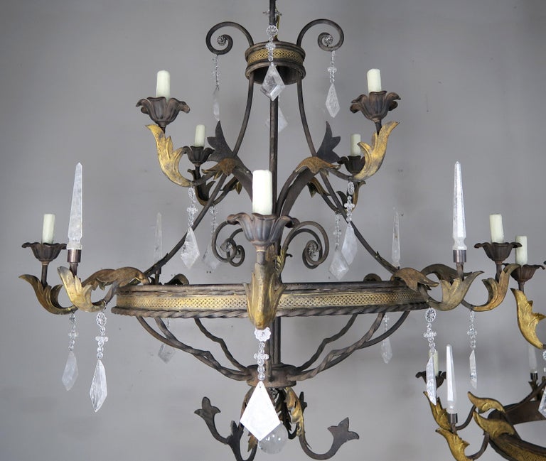 8-Light Spanish Baroque Style Rock Crystal Chandeliers, Pair at 1stDibs ...