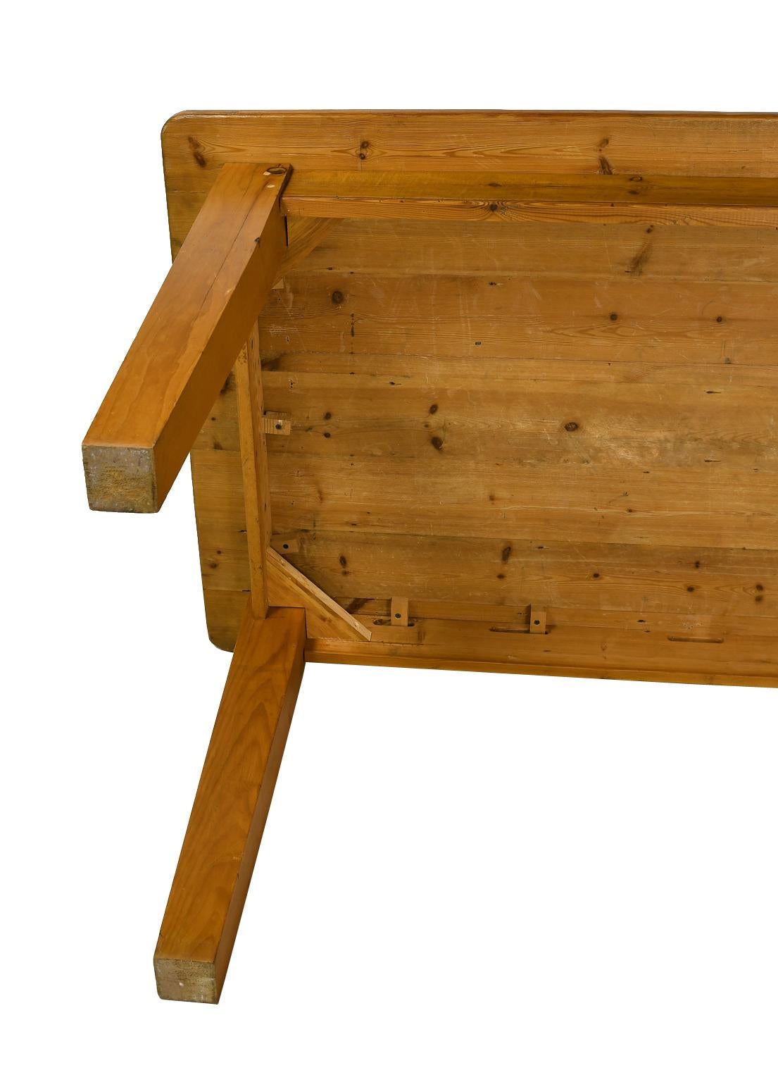 Long English Pine Farmhouse Dining Table with Tapered Legs and Antique ...