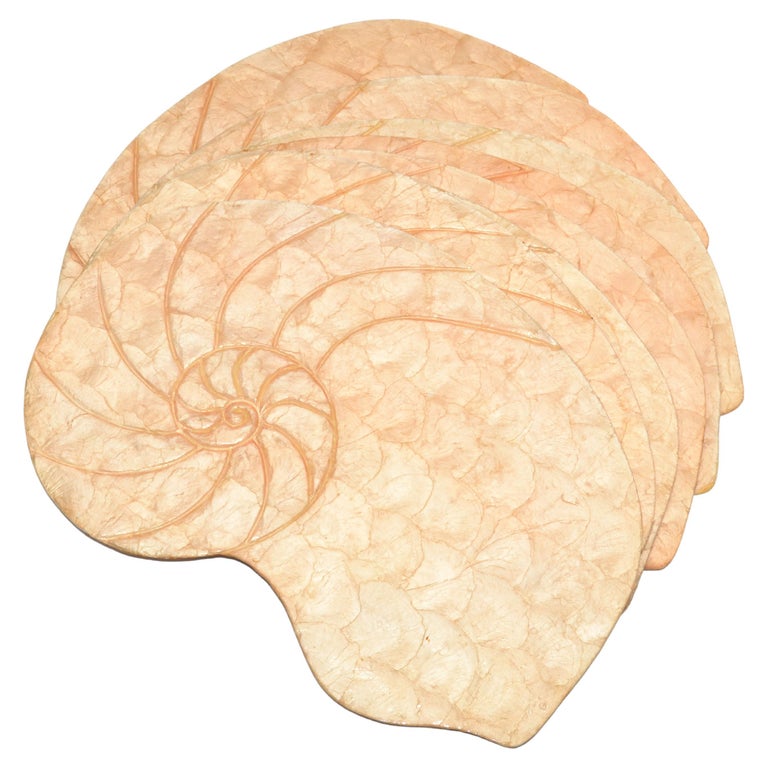 8 Neiman Marcus Vintage Half Round Capiz Shell Decorative Placemats ...