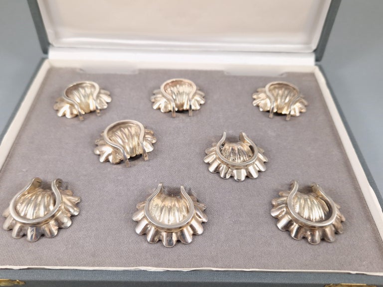8 Place Card Holders / Salt Cellars in Solid Silver For Sale at 1stDibs