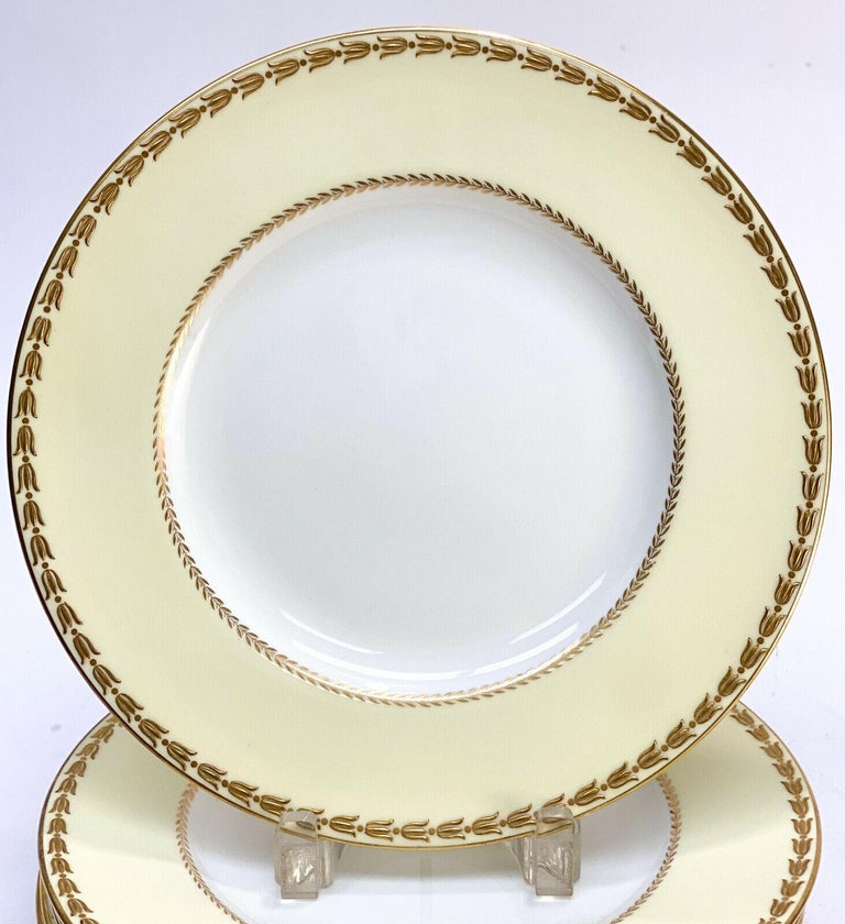 8 Royal Worcester England Porcelain and Gilt Empire Style Dinner Plates ...