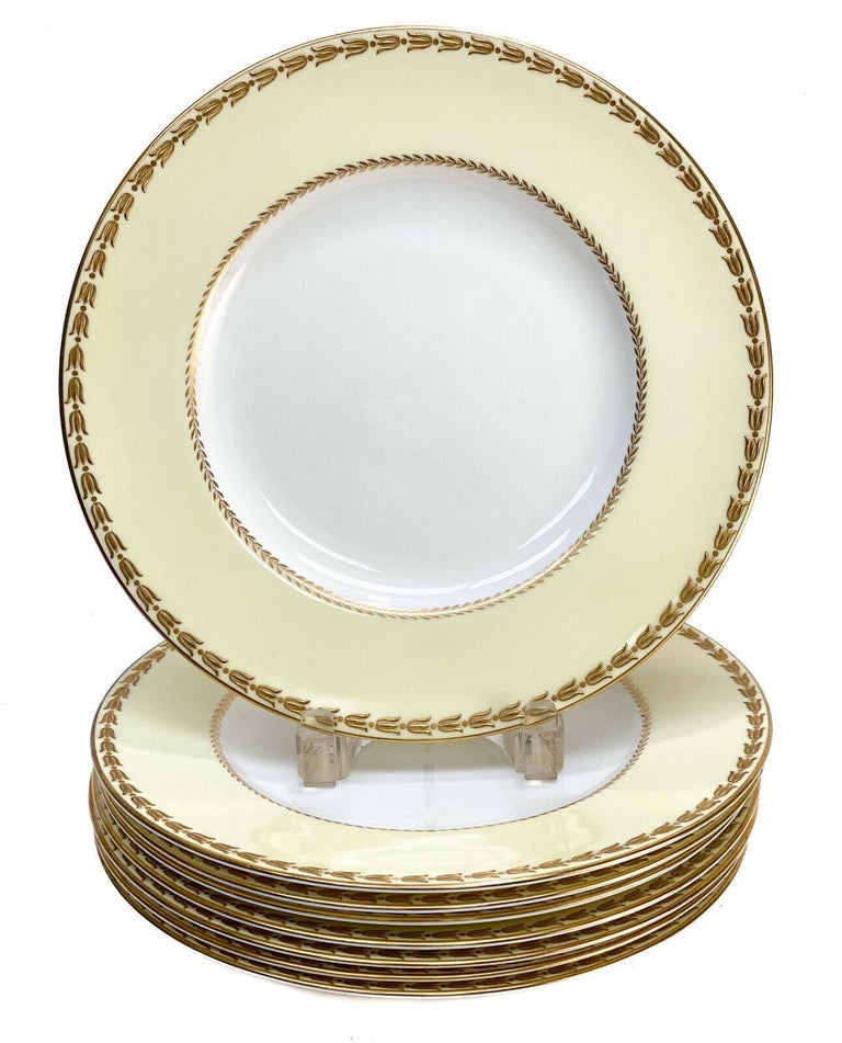 8 Royal Worcester England Porcelain and Gilt Empire Style Dinner Plates ...