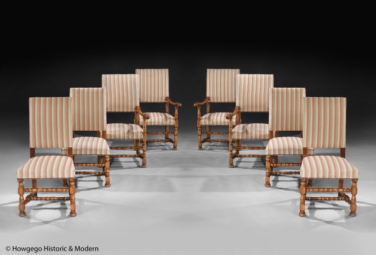 8 Set Armchairs Chairs Upholstered Fruitwood 19 Century Louis XIV Style ...