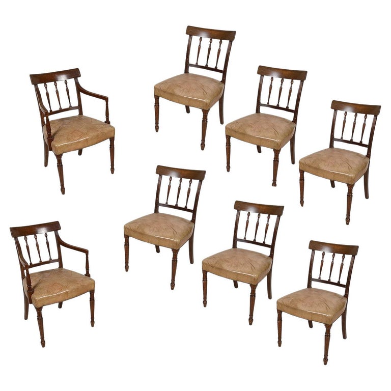8 Sheraton Style Mahogany Ding Chairs, circa 1900 For Sale at 1stDibs