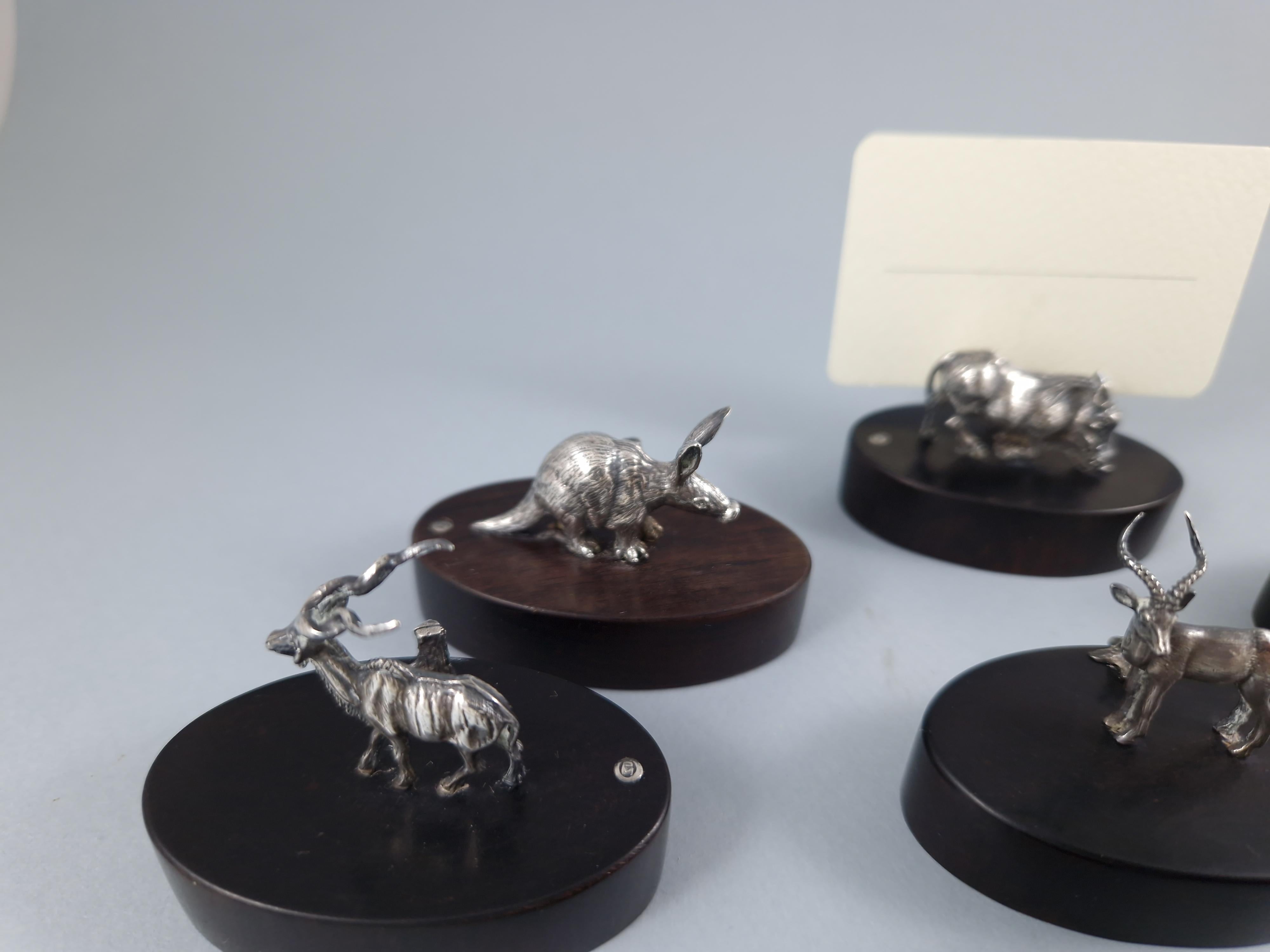 8 Sterling Silver Place Card Holders And wood By Patrick Mavros Hunting ...