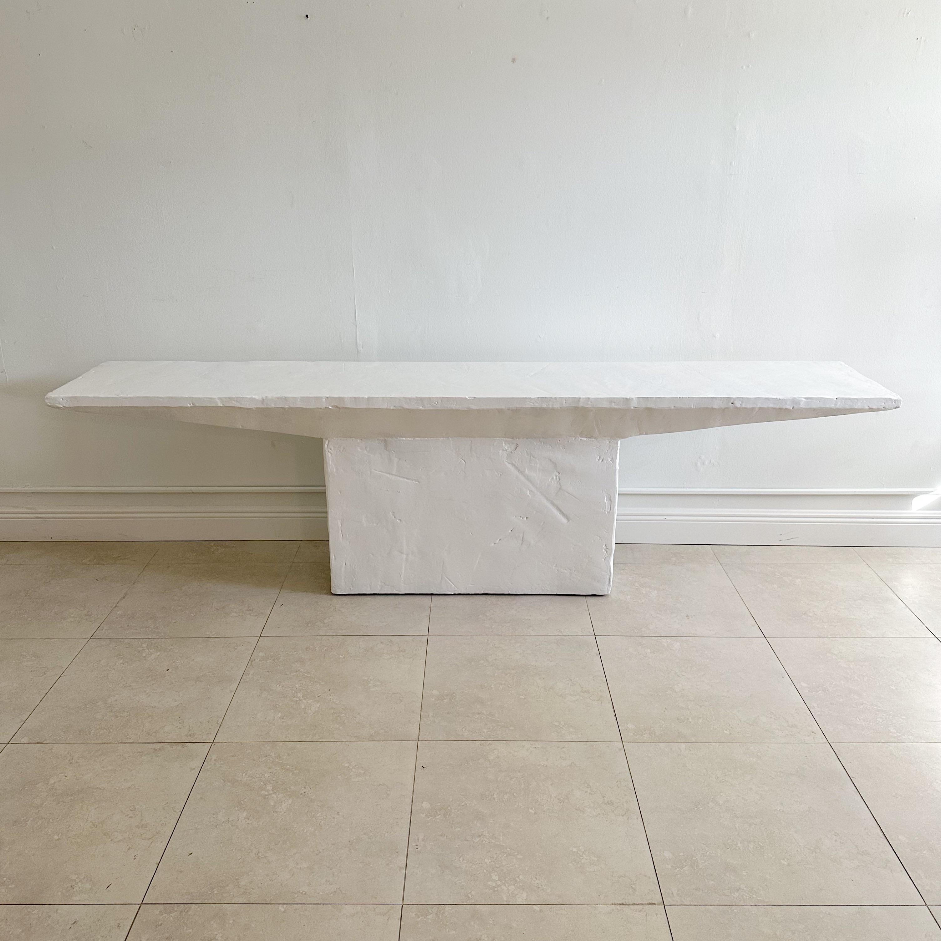 8' Textured Plaster Console Table Circa 1970's For Sale at 1stDibs