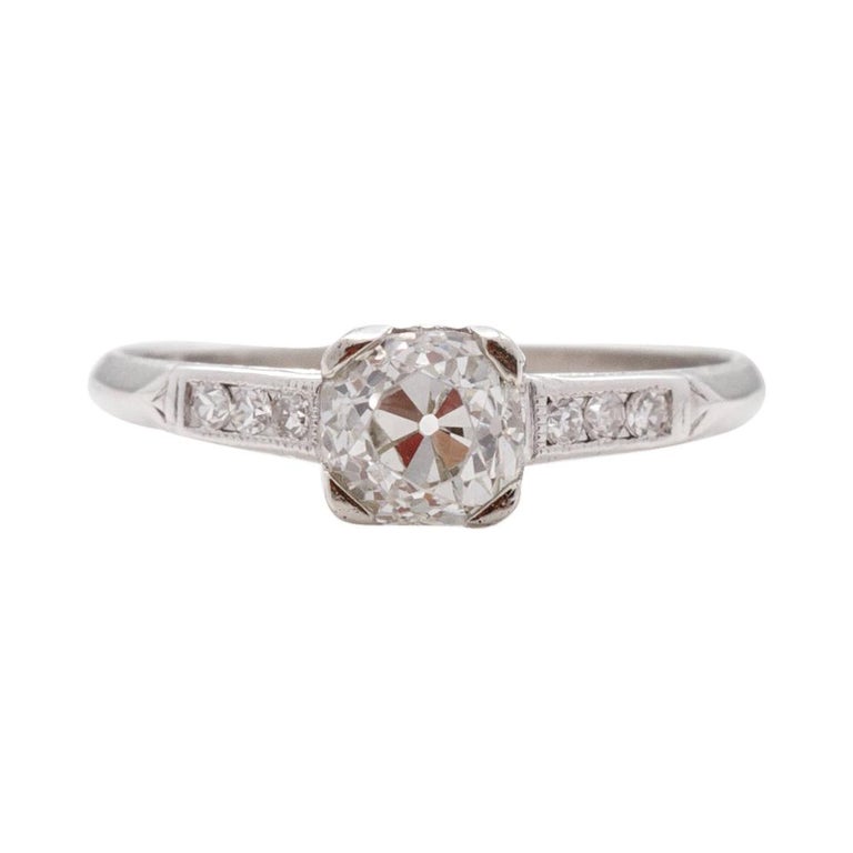 .80 Carat Art Deco Diamond Platinum Engagement Ring For Sale at 1stDibs