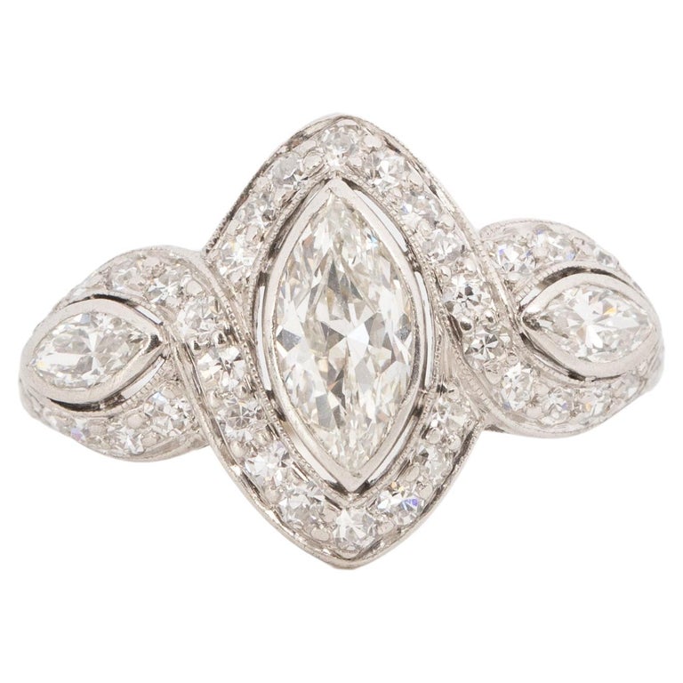 .80 Carat Art Deco Diamond Platinum Engagement Ring For Sale at 1stDibs