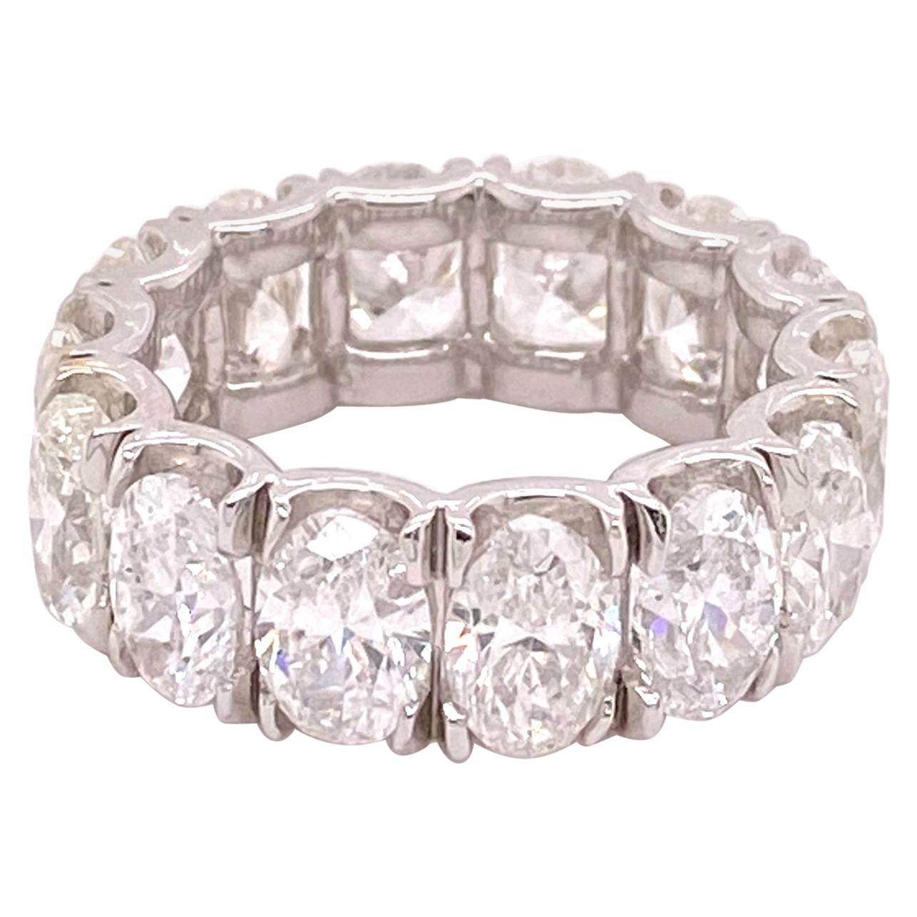 8.00 Carat Diamond Oval Shape Eternity Ring Band in 18 Karat White Gold ...