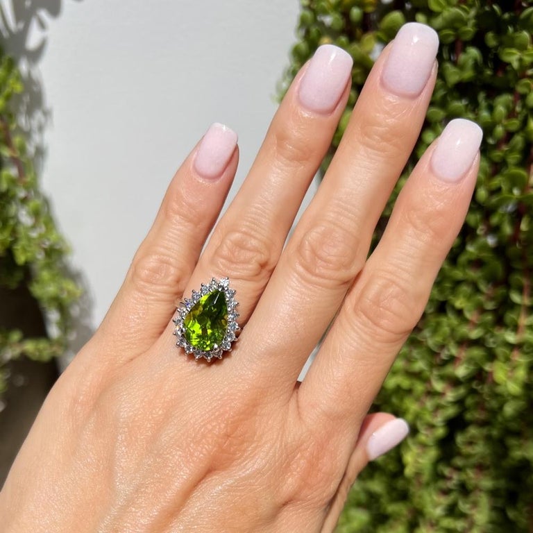 8.05 Carat Peridot and Diamond Platinum Cocktail Ring Estate Fine ...