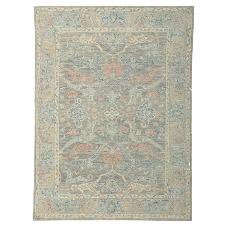 80885 New Modern Style Oushak Rug with Soft Colors For Sale at 1stDibs