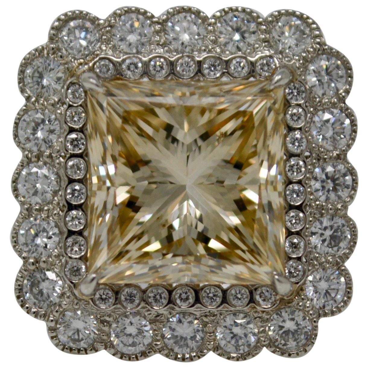 8.09 Carat Light Brown Princess Cut Diamond Cocktail Ring in Platinum ...