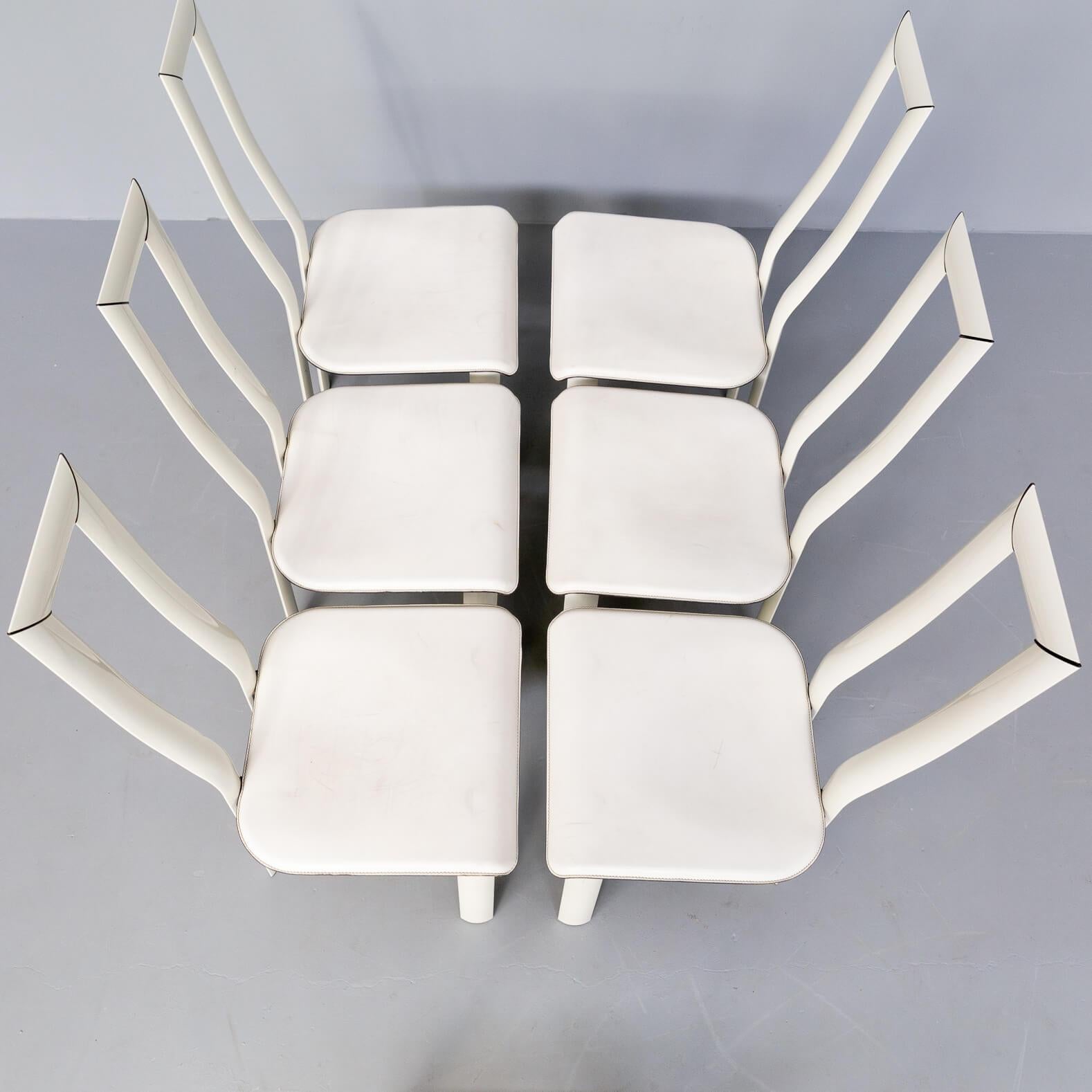 80s Antonello Mosca ‘Royal’ White Leather High Back Chairs for Ycami ...