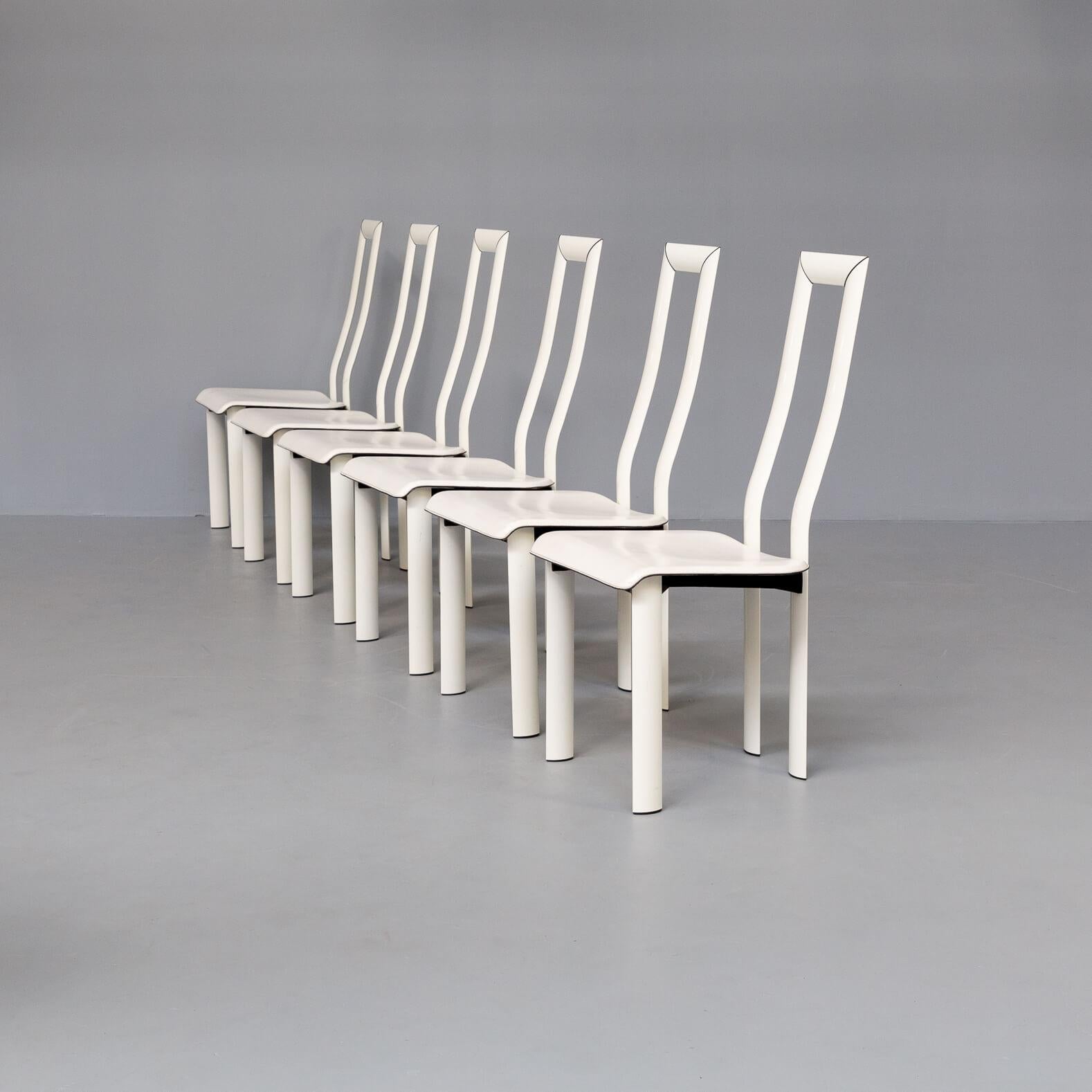 80s Antonello Mosca ‘Royal’ White Leather High Back Chairs for Ycami ...