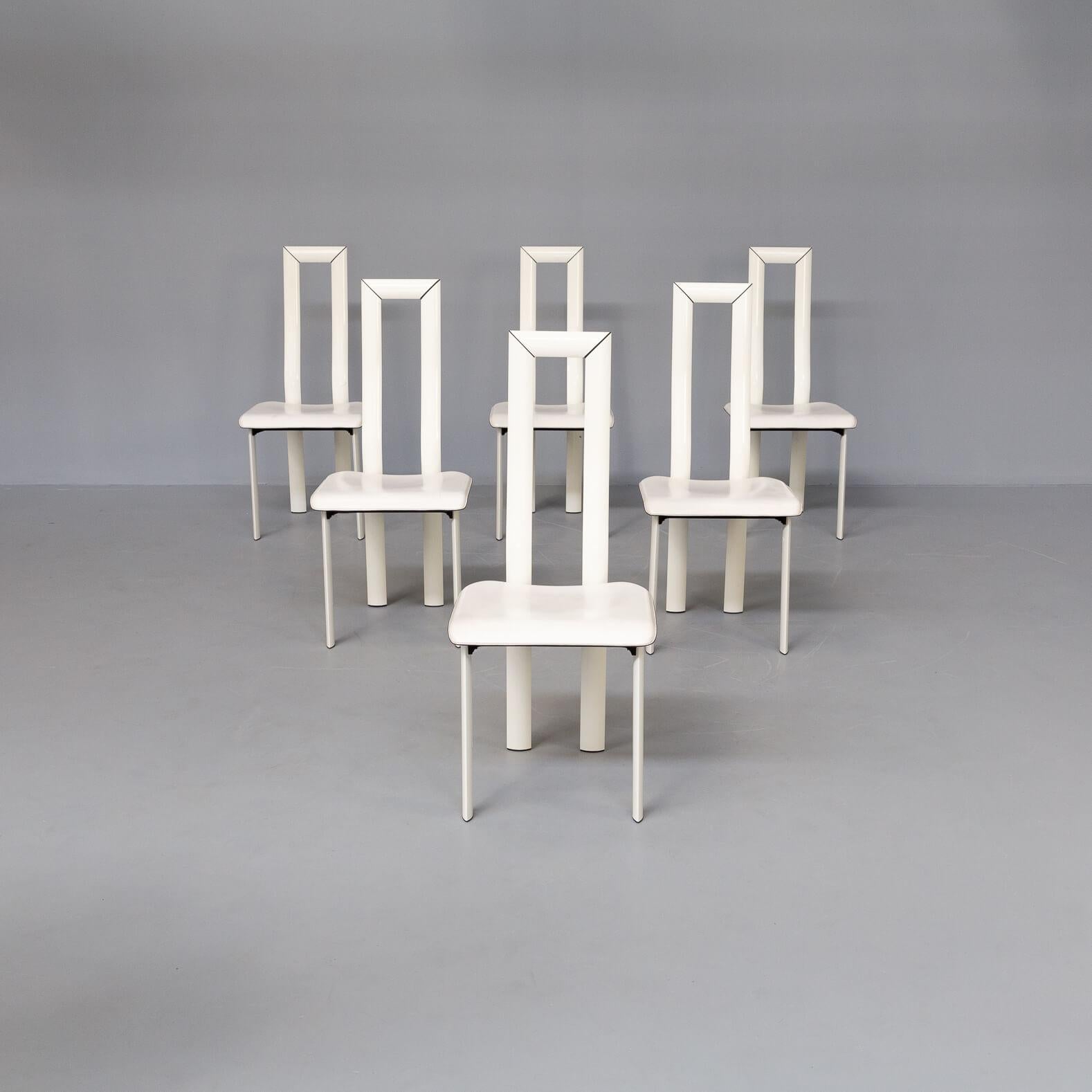 80s Antonello Mosca ‘Royal’ White Leather High Back Chairs for Ycami ...