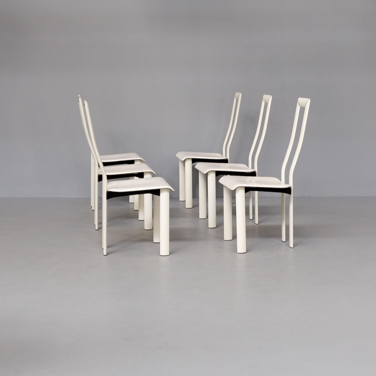 80s Antonello Mosca ‘Royal’ White Leather High Back Chairs for Ycami ...