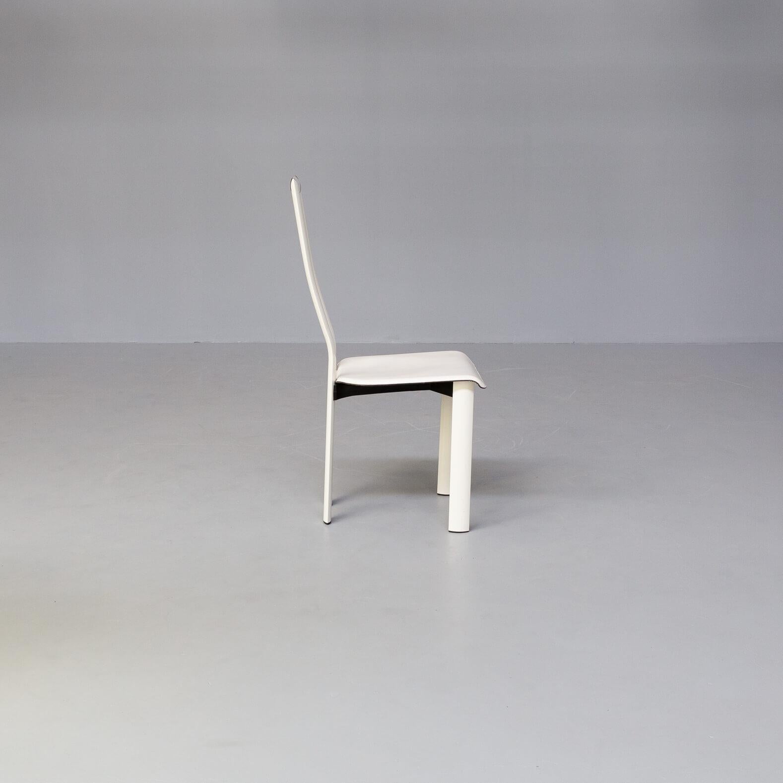 80s Antonello Mosca ‘Royal’ White Leather High Back Chairs for Ycami ...