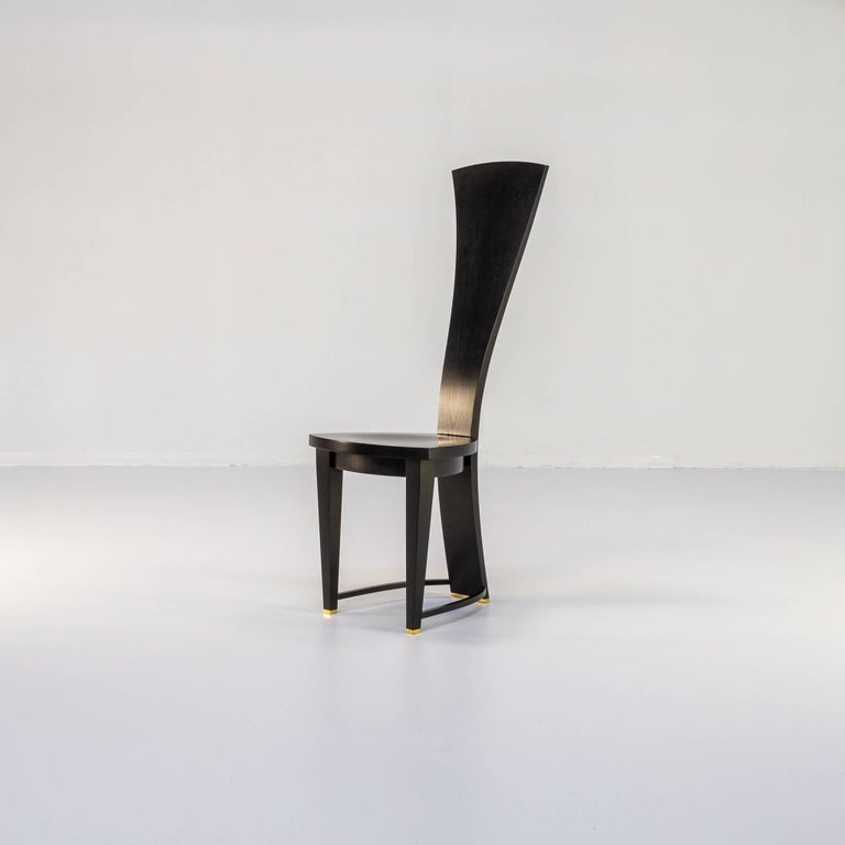 80s Black Lacquered Beautiful High Back Dining Chair Set/4 For Sale at ...