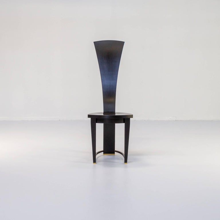 80s Black Lacquered Beautiful High Back Dining Chair Set/4 For Sale at ...