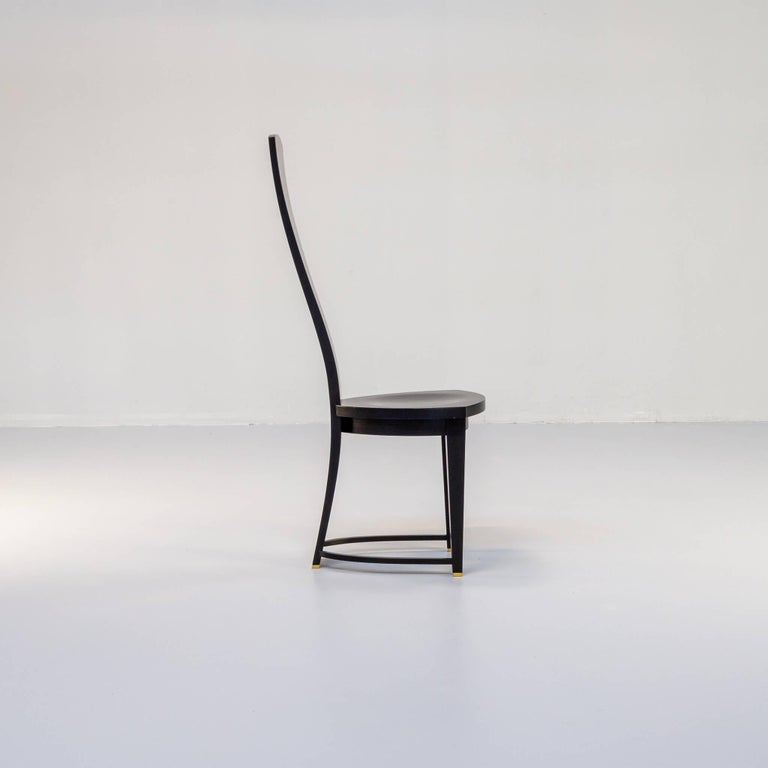 80s Black Lacquered Beautiful High Back Dining Chair Set/4 For Sale at ...