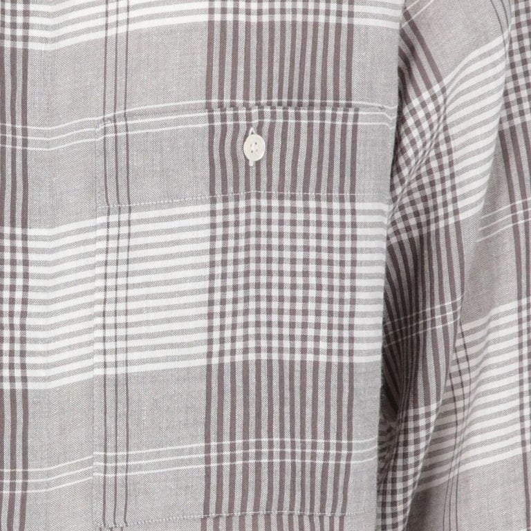 80s Byblos Vintage gray and white checked cotton shirt For Sale at 1stDibs