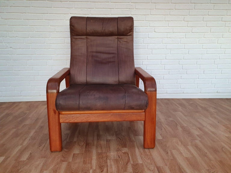 80s, Danish Adjustable Lounge Chair, Hs Design, Nubuck Leather, Solid ...
