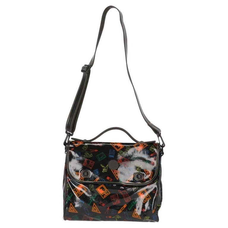 80s Fendi “Stiassi” Vintage black patent leather satchel bag with ...