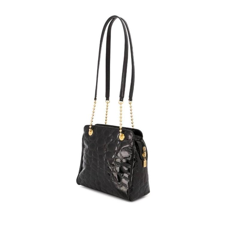 80s Gianfranco Ferré Vintage black crocodile leather bag For Sale at ...