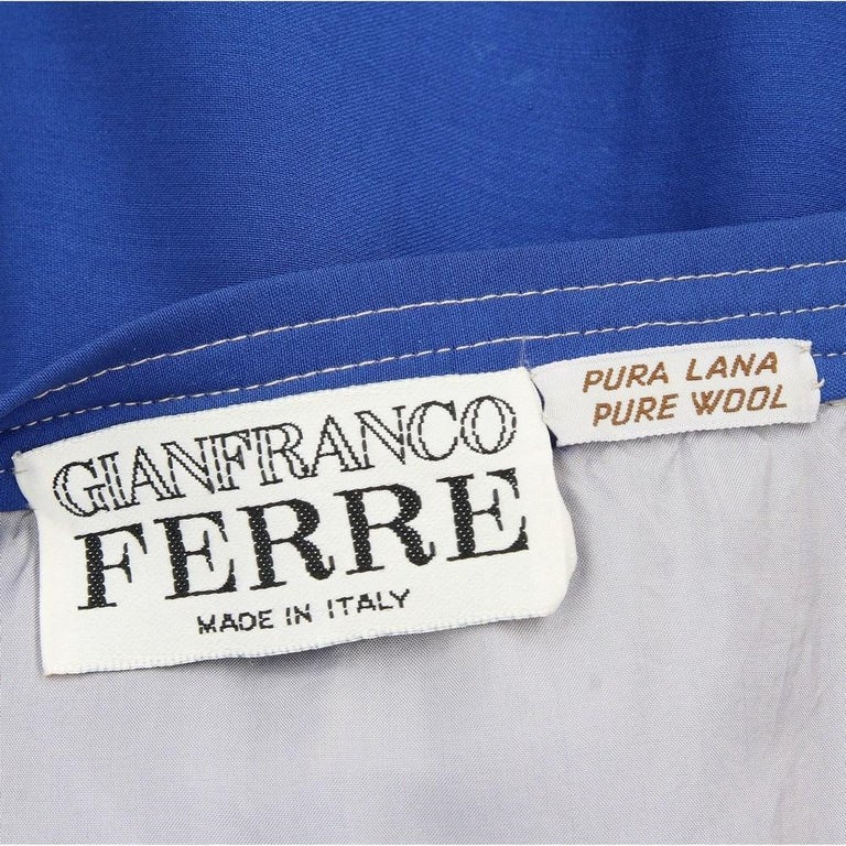 80s Gianfranco Ferrè Vintage blue straight skirt with white details For ...