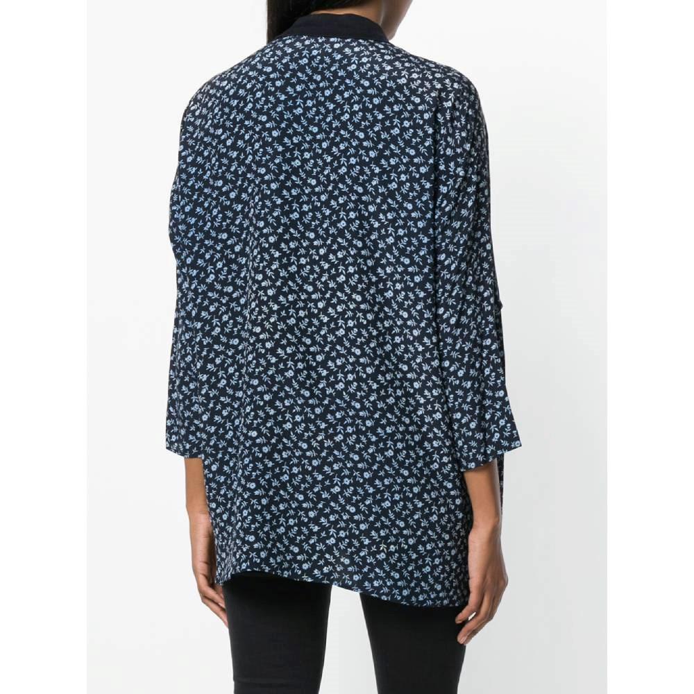 80s Gianni Versace Vintage blue silk blouse with floral print For Sale ...